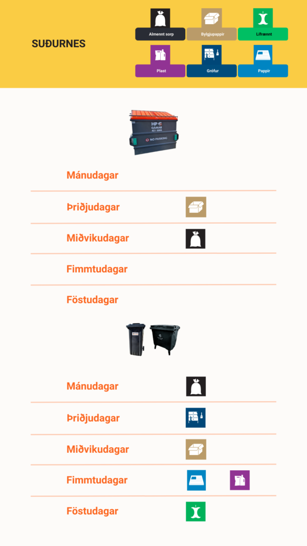 Dagatal - HP gámar - Flokkun og endurvinnsla